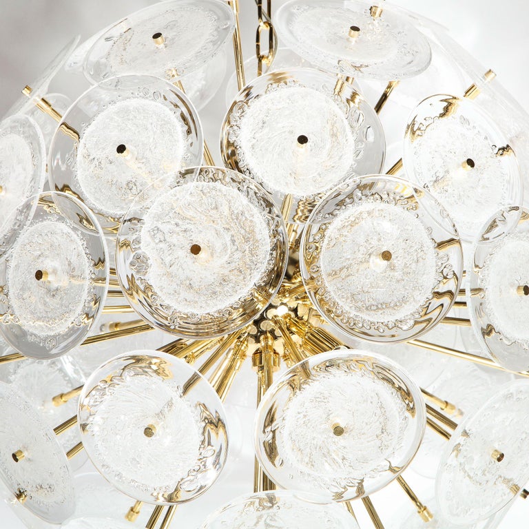 Polished Brass Sputnik Chandelier with Hand Blown Translucent Murano ...