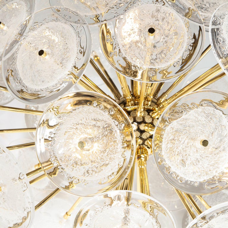 Polished Brass Sputnik Chandelier with Hand Blown Translucent Murano ...