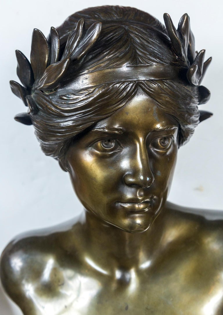 Polished Bronze Bust of the Greek Goddess of Music For Sale at 1stDibs