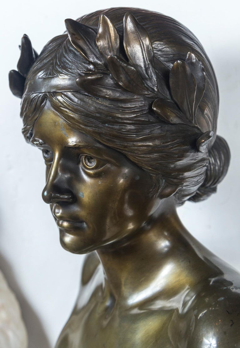 Polished Bronze Bust of the Greek Goddess of Music For Sale at 1stDibs