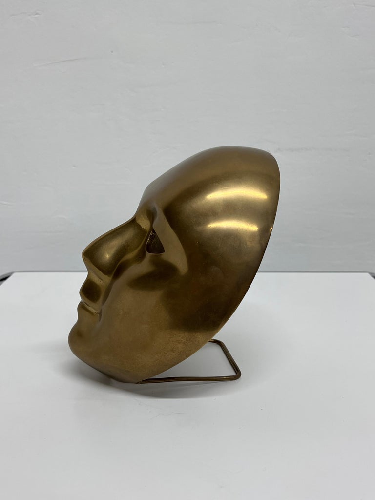 Polished Bronze Venetian Mask Sculpture by Volare, 1994 For Sale at 1stDibs