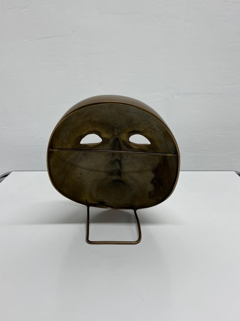 Polished Bronze Venetian Mask Sculpture by Volare, 1994 For Sale at 1stDibs