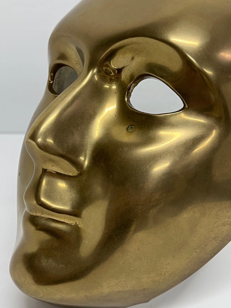 Polished Bronze Venetian Mask Sculpture by Volare, 1994 For Sale at 1stDibs