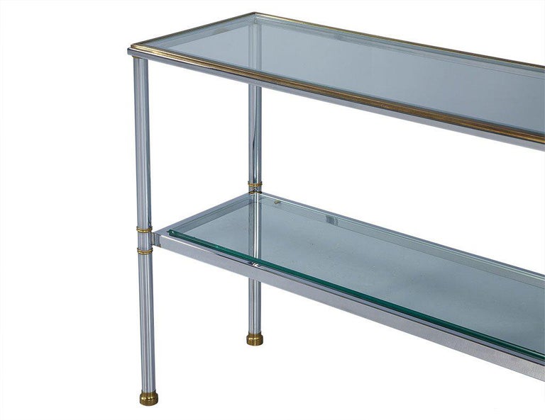 Polished Chrome and Glass Console Table For Sale at 1stDibs