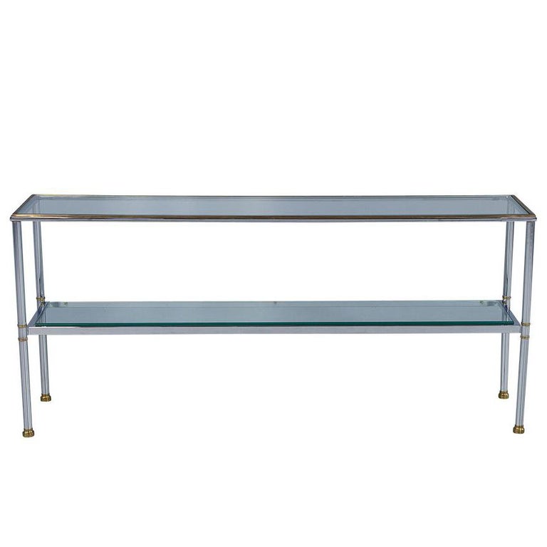 Polished Chrome and Glass Console Table For Sale at 1stDibs
