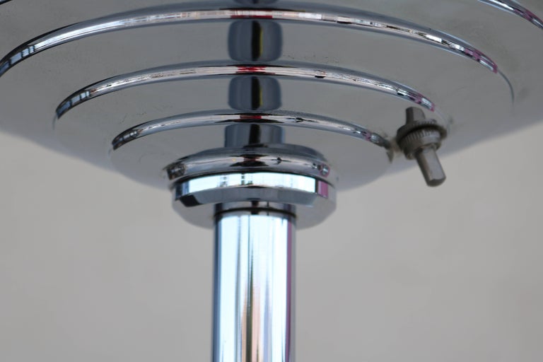 Polished Chrome Torchiere with Stepped Shade at 1stDibs