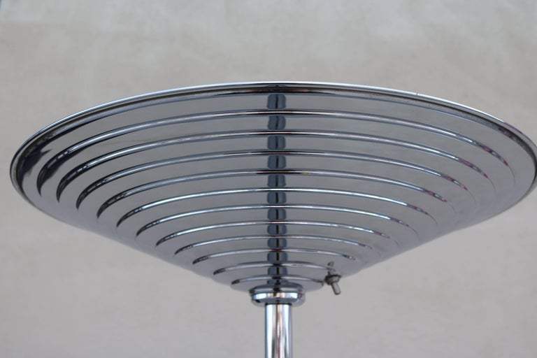 Polished Chrome Torchiere with Stepped Shade at 1stDibs
