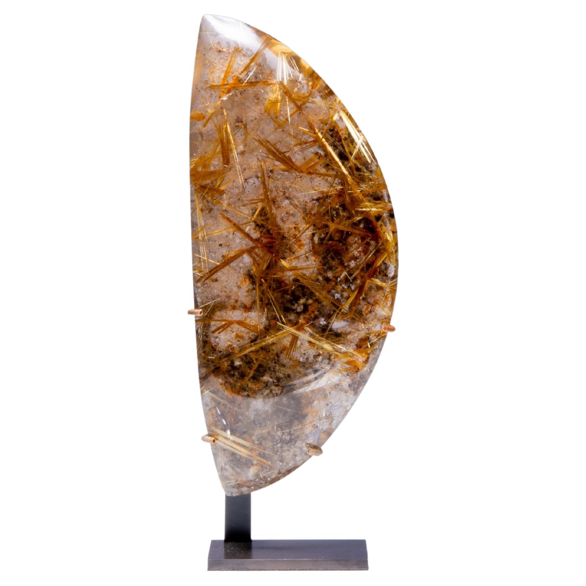 Polished crescent quartz with rutile fireworks For Sale at 1stDibs