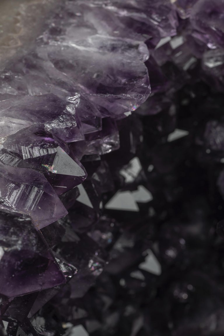 Polished Geode Split in Two with Amethyst and Agate on Metal Stand For ...