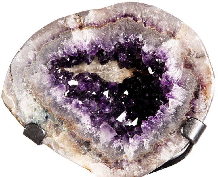 Polished Geode Split in Two with Amethyst and Calcite Inside and Agate ...