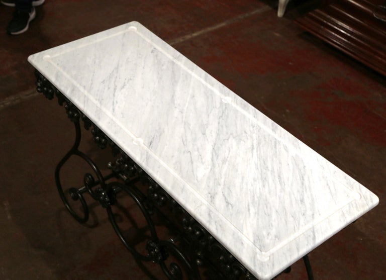 Polished Iron Butcher Pastry Table with Marble Top from France at 1stDibs