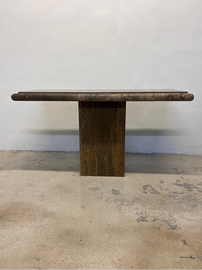 Polished Italian Travertine Bullnose Console Table, Italy 1970s For ...