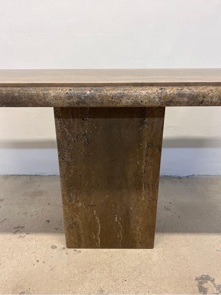 Polished Italian Travertine Bullnose Console Table, Italy 1970s For ...