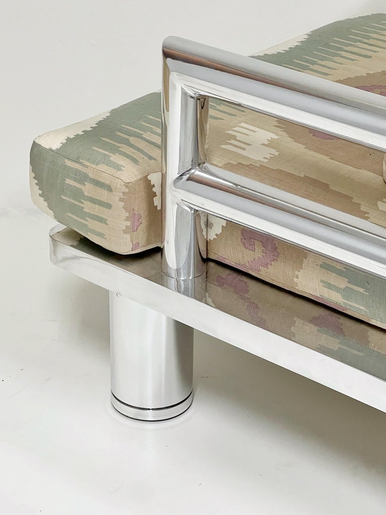 Polished Lounge Chair with Original Silk Upholstery For Sale at 1stDibs