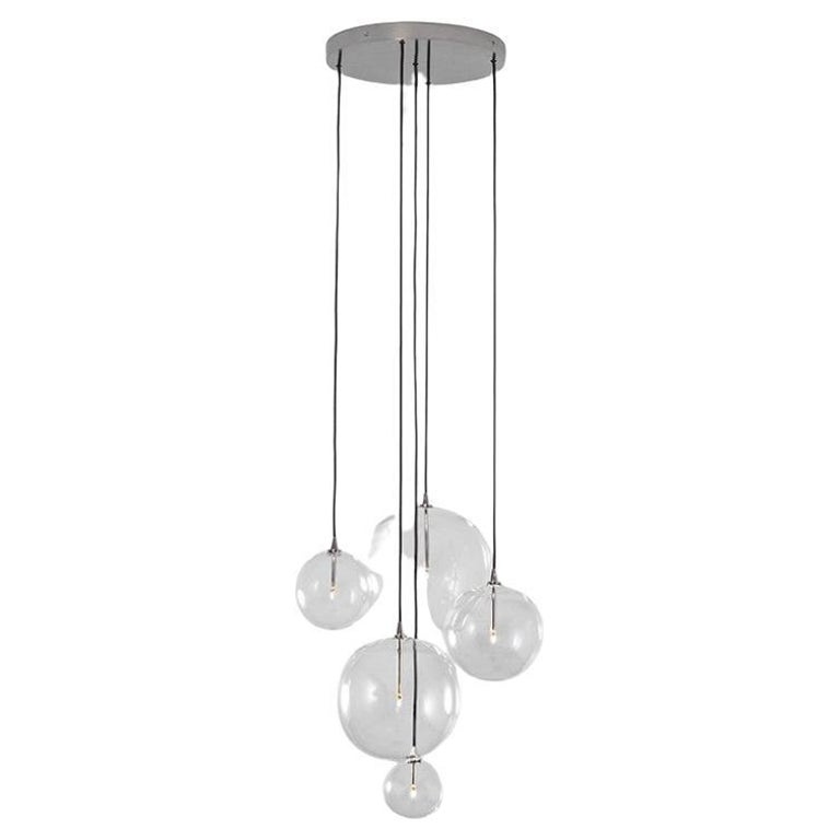 Lustre Cluster 5 en nickel poli de couleur mélangée de Schwung - En ...