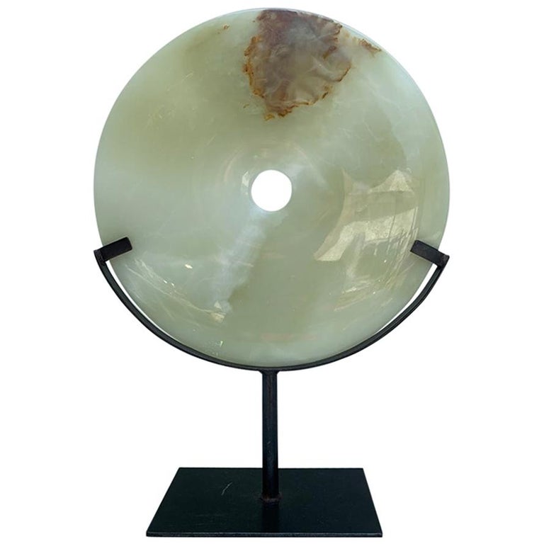 Polished Onyx Sculpture on a Metal Stand at 1stDibs