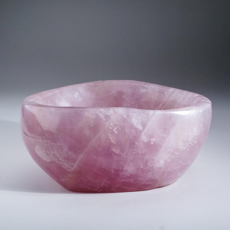 Polished Rose Quartz Dish from Brazil '17.6 lbs' For Sale at 1stDibs