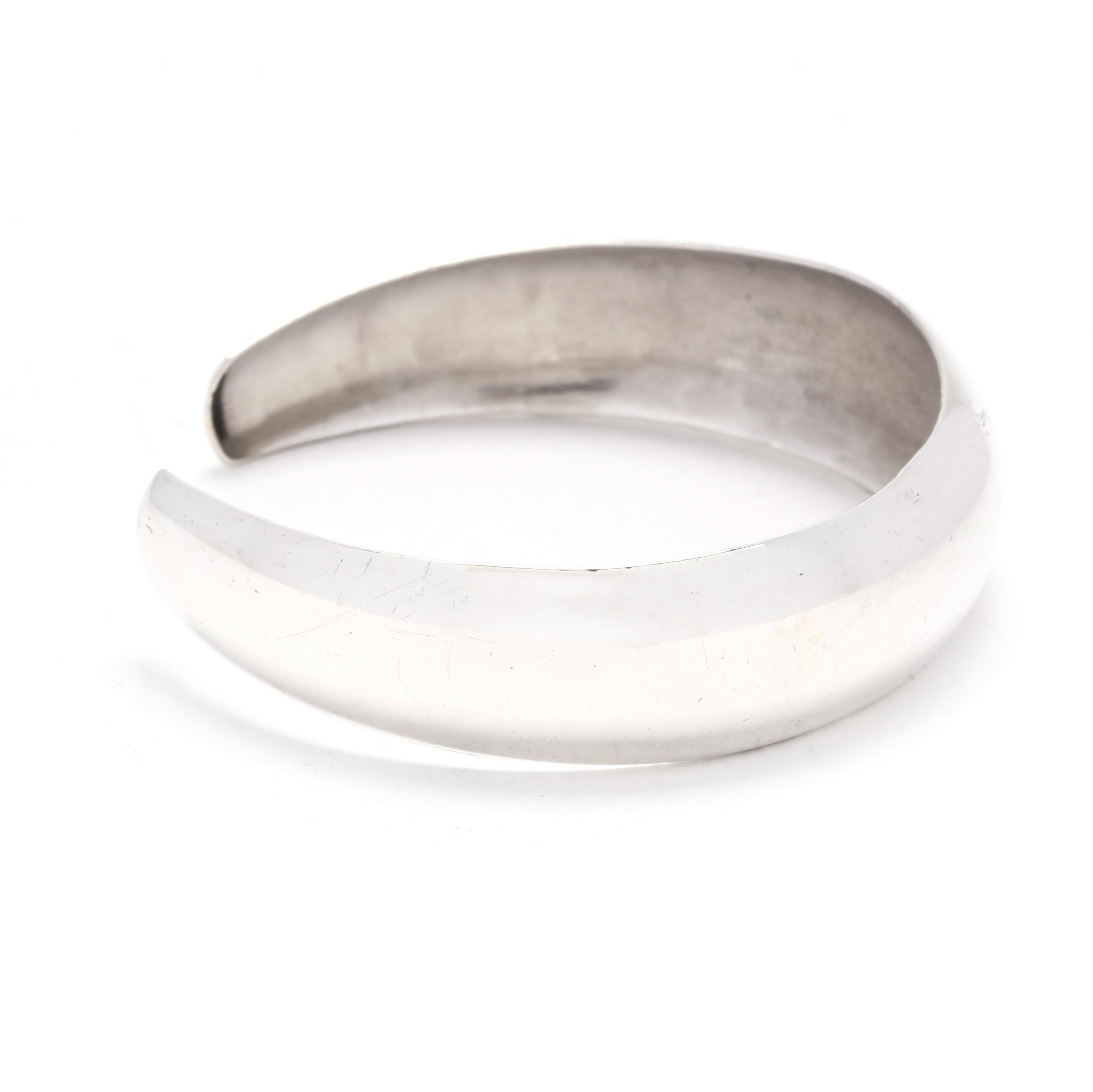 Polished Rounded Cuff Bracelet, Sterling Silver, Simple Cuff at 1stDibs