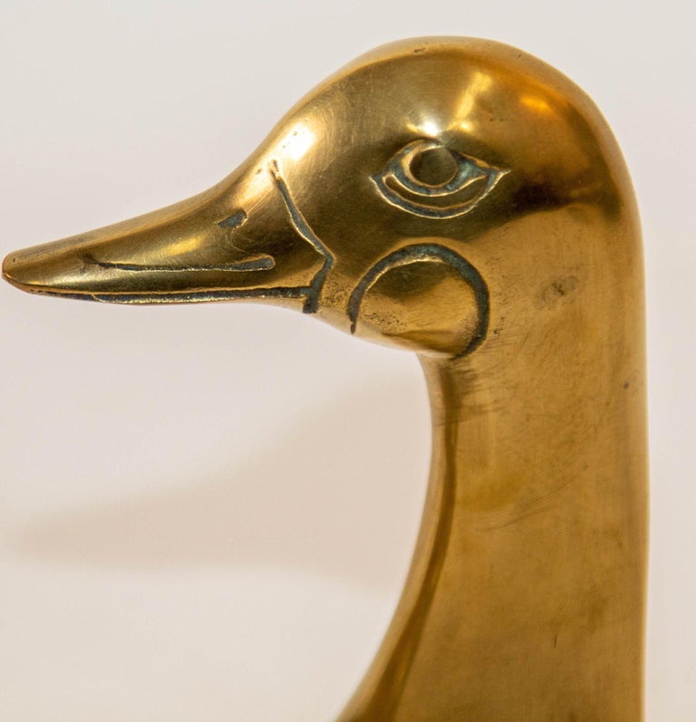 Polished Solid Brass Mallard Duck Head Bookends Sarreid Style 1950s a ...