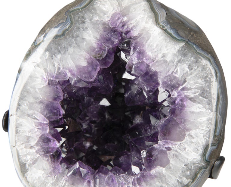 Polished Split Amethyst Geode Surrounded by White Quartz and Agate For ...