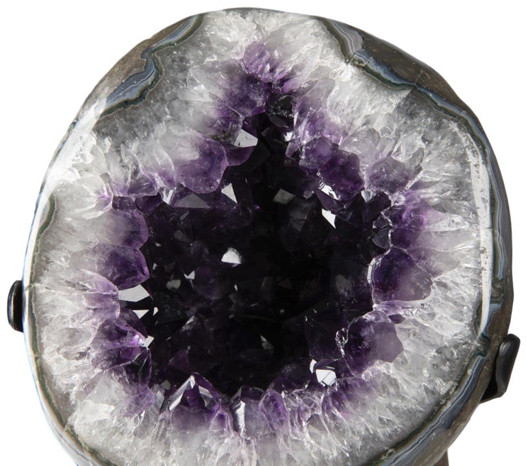 Polished Split Amethyst Geode Surrounded by White Quartz and Agate For ...