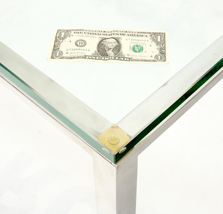 Polished Stainless Steel and Brass Glass Top Rectangle Coffee Table Mid ...
