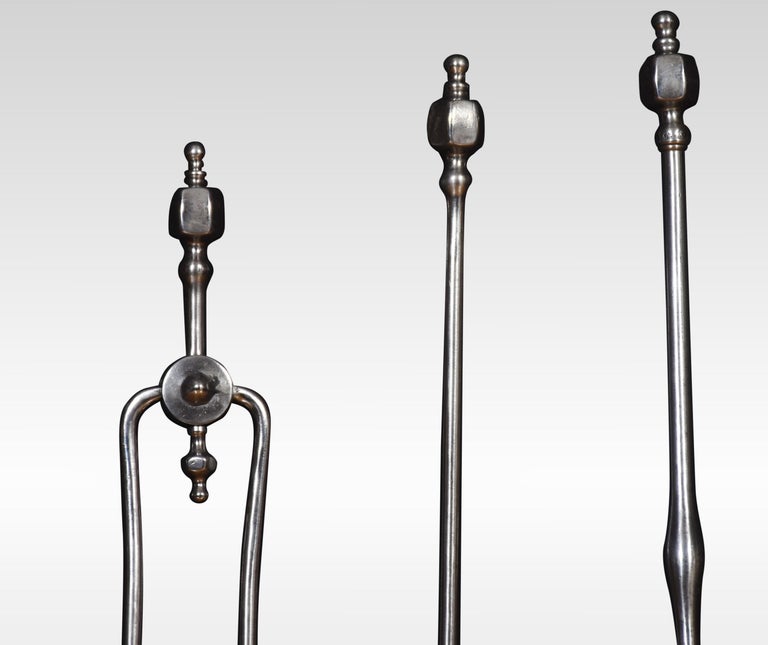 Polished Steel Triple Companion Fire Tools For Sale at 1stDibs