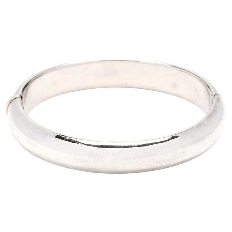 Polished Wide Hinged Silver Bangle Bracelet, Sterling Silver For Sale ...