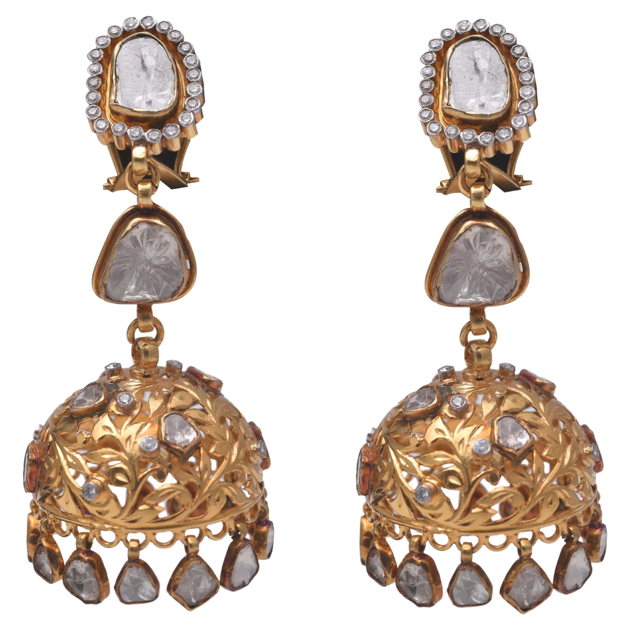 Gold Diamond Button Earrings For Sale at 1stDibs