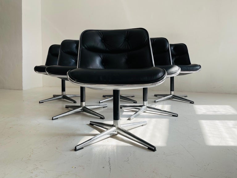 Pollack Executive Chair by Charles Pollack for Knoll Set of Six Leather ...
