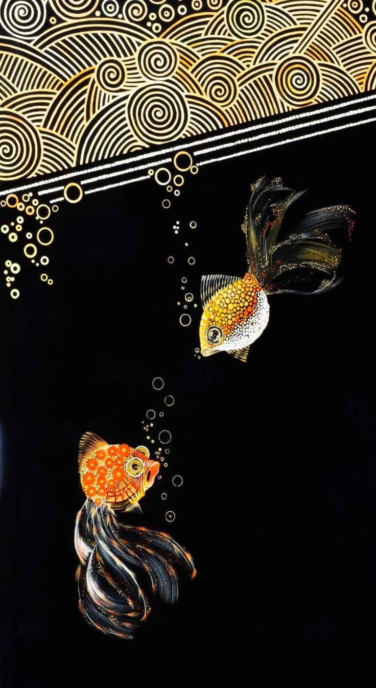 Pollaro Coquille D'Oeuf and Lacquer Goldfish Motif Screen Inspired by ...