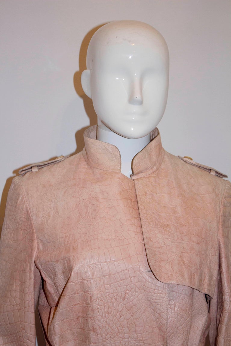 Pollini Pink Leather Trench Coat For Sale at 1stDibs