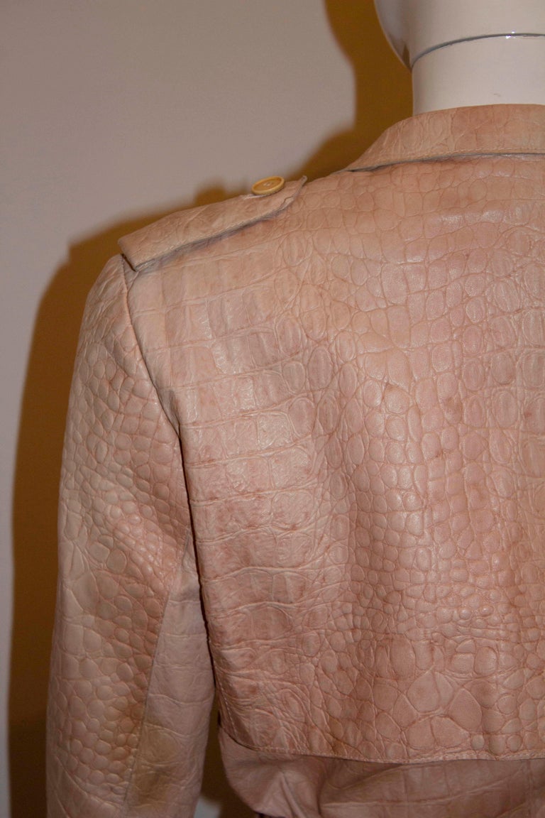 Pollini Pink Leather Trench Coat For Sale at 1stDibs