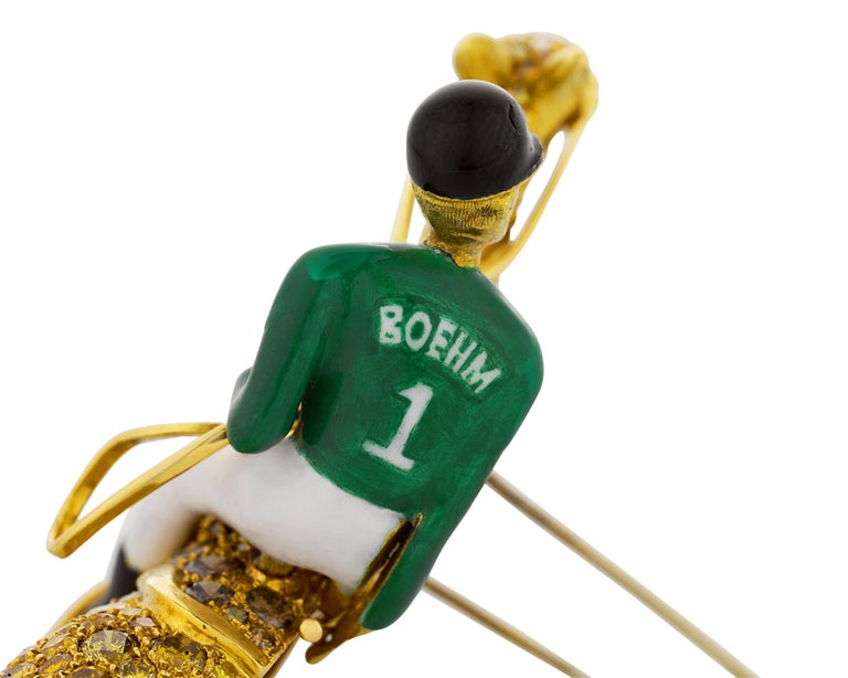 Polo Pony Diamond Brooch For Sale at 1stDibs