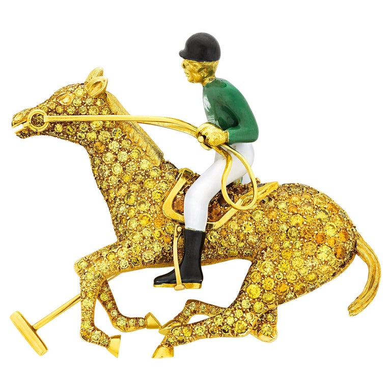 Polo Pony Diamond Brooch For Sale at 1stDibs