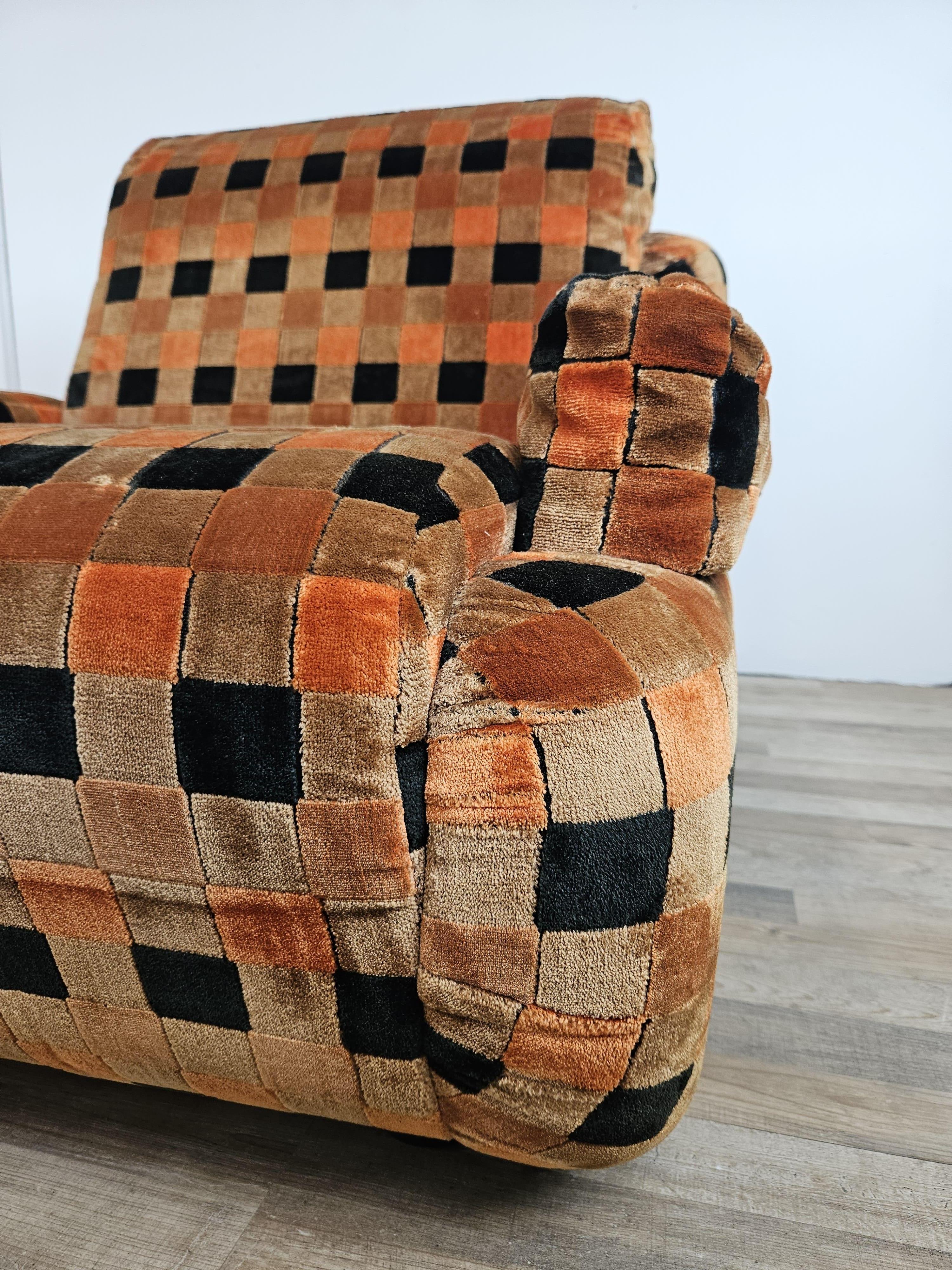 1970s plaid fabric and steel armchairs For Sale at 1stDibs