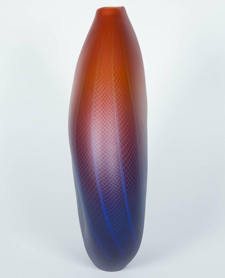 Polychromatic Interleave 005, a unique glass vessel in red and blue by ...