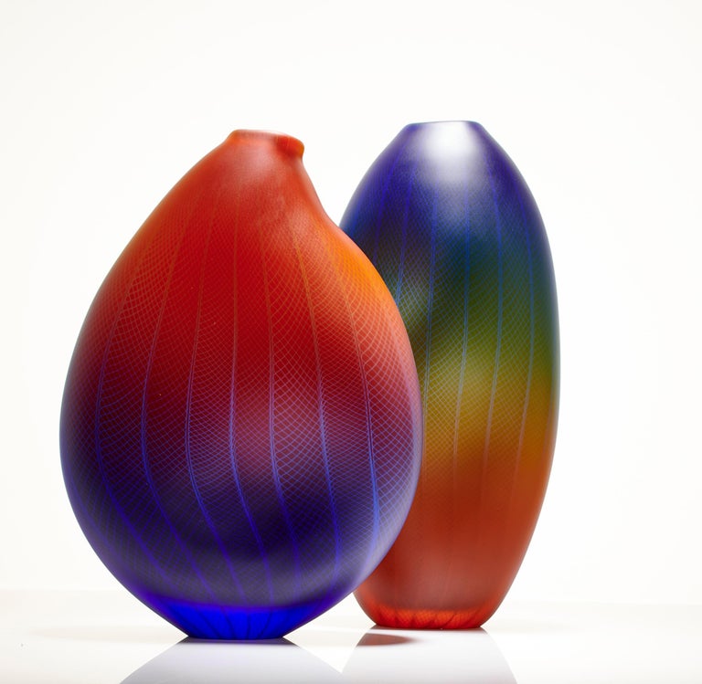 Polychromatic Interleave 005, a unique glass vessel in red and blue by ...