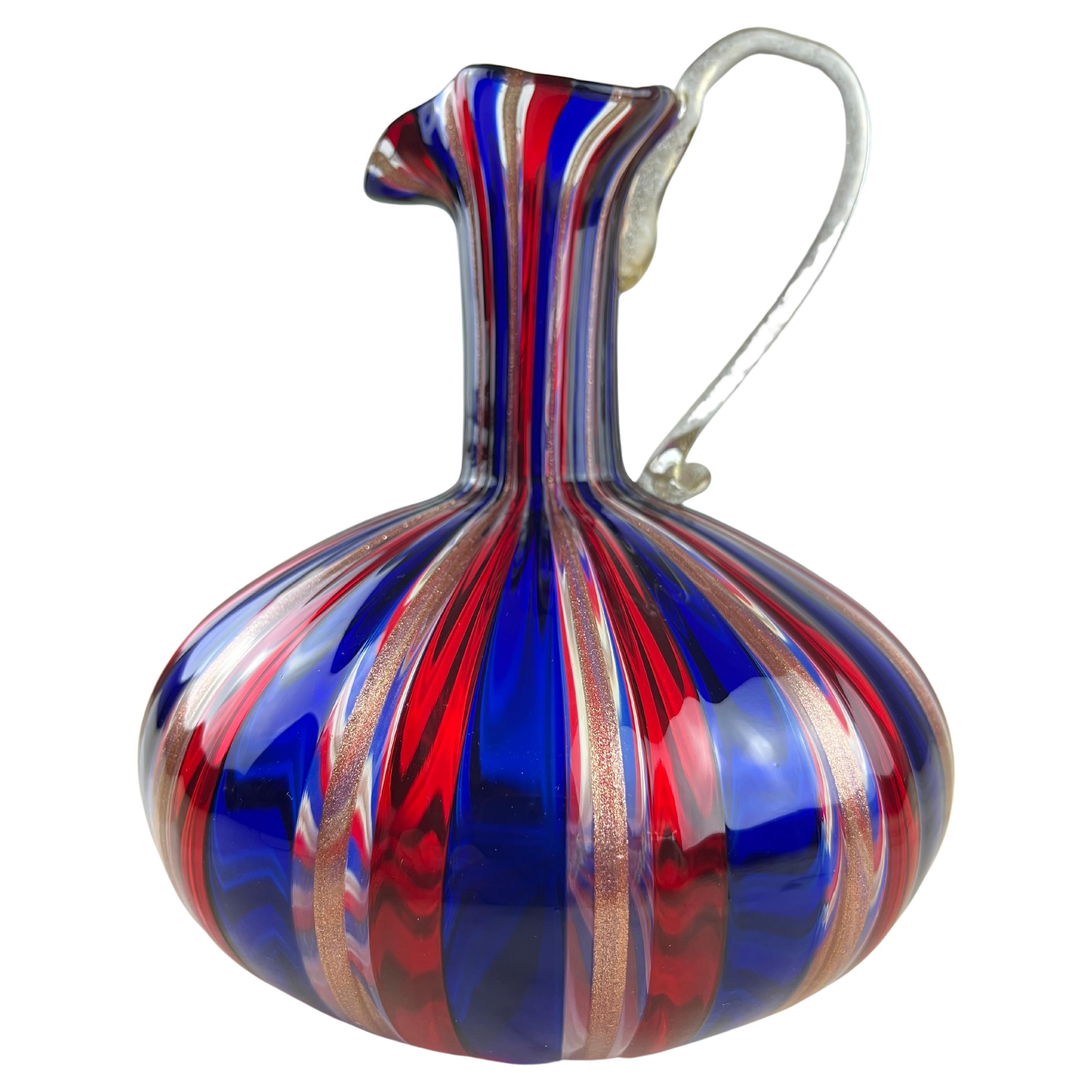Polychrome Carafe in Murano Blown Glass, Italy, 1980s For Sale at 1stDibs