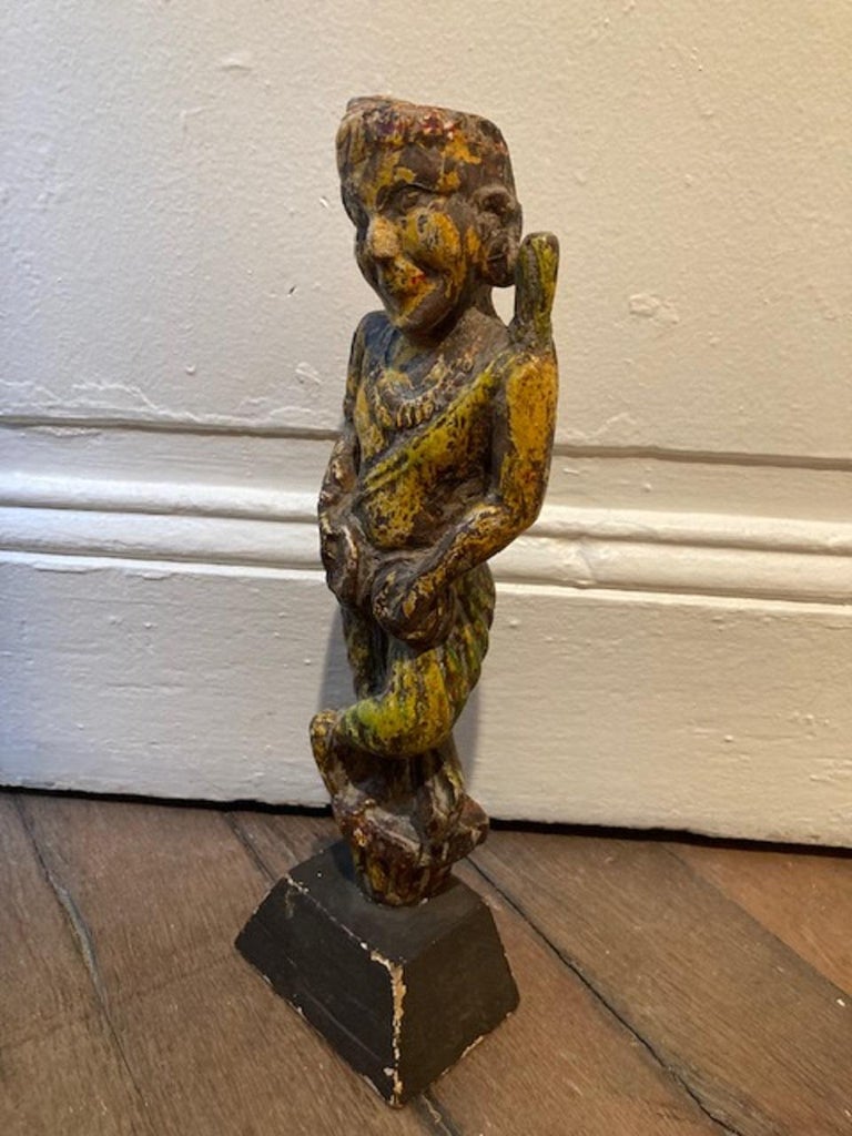 Polychrome Carved Wood Indian Statue in a Dance Position For Sale at ...