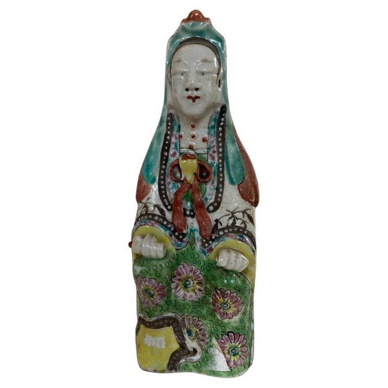 Polychrome Chinese Ceramic Figure For Sale at 1stDibs