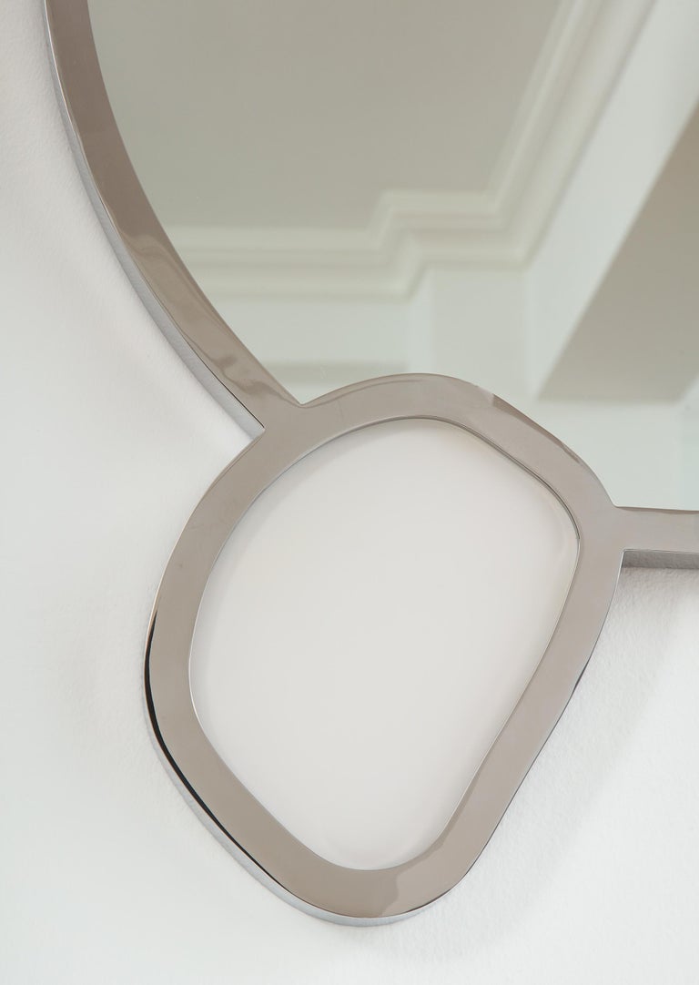 Polychrome Glass and Polished Nickel Mirror For Sale at 1stDibs ...