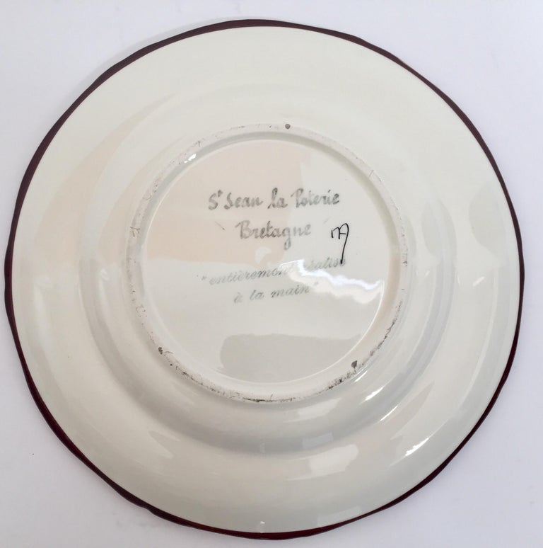 Polychrome Hand Painted French Ceramic Decorative Plate For Sale at 1stDibs