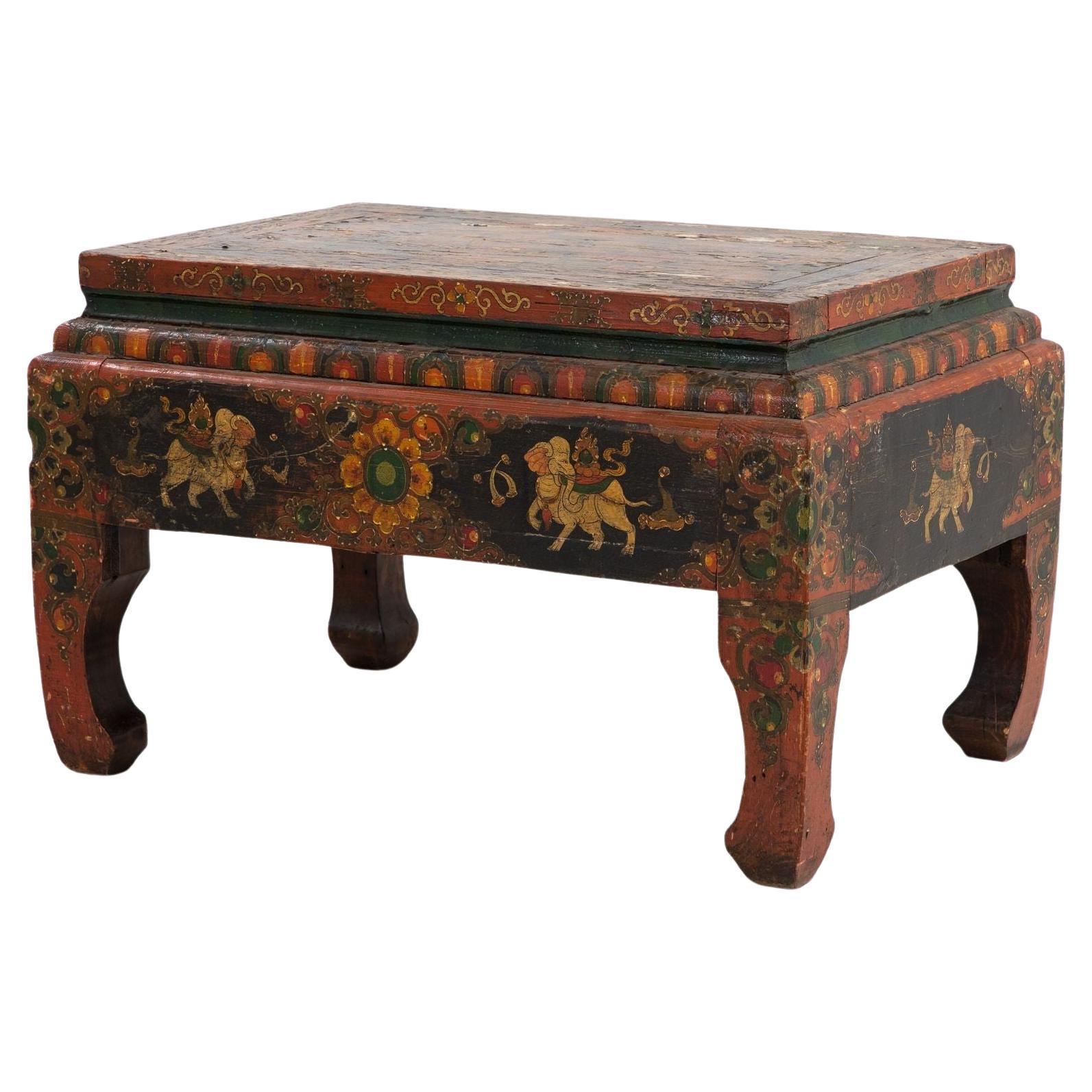 Polychrome Indonesian Cocktail or Low Table, 20th Century at 1stDibs