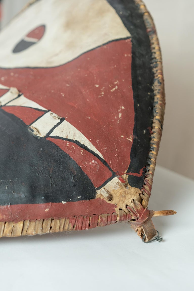 Polychrome Leather African Massai Tribe Shield at 1stDibs