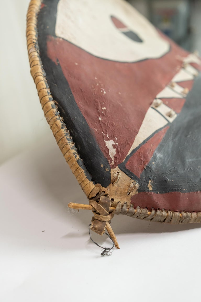 Polychrome Leather African Massai Tribe Shield at 1stDibs