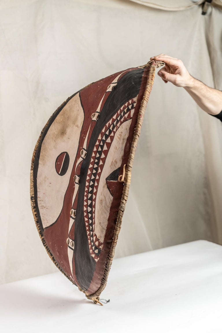 Polychrome Leather African Massai Tribe Shield at 1stDibs