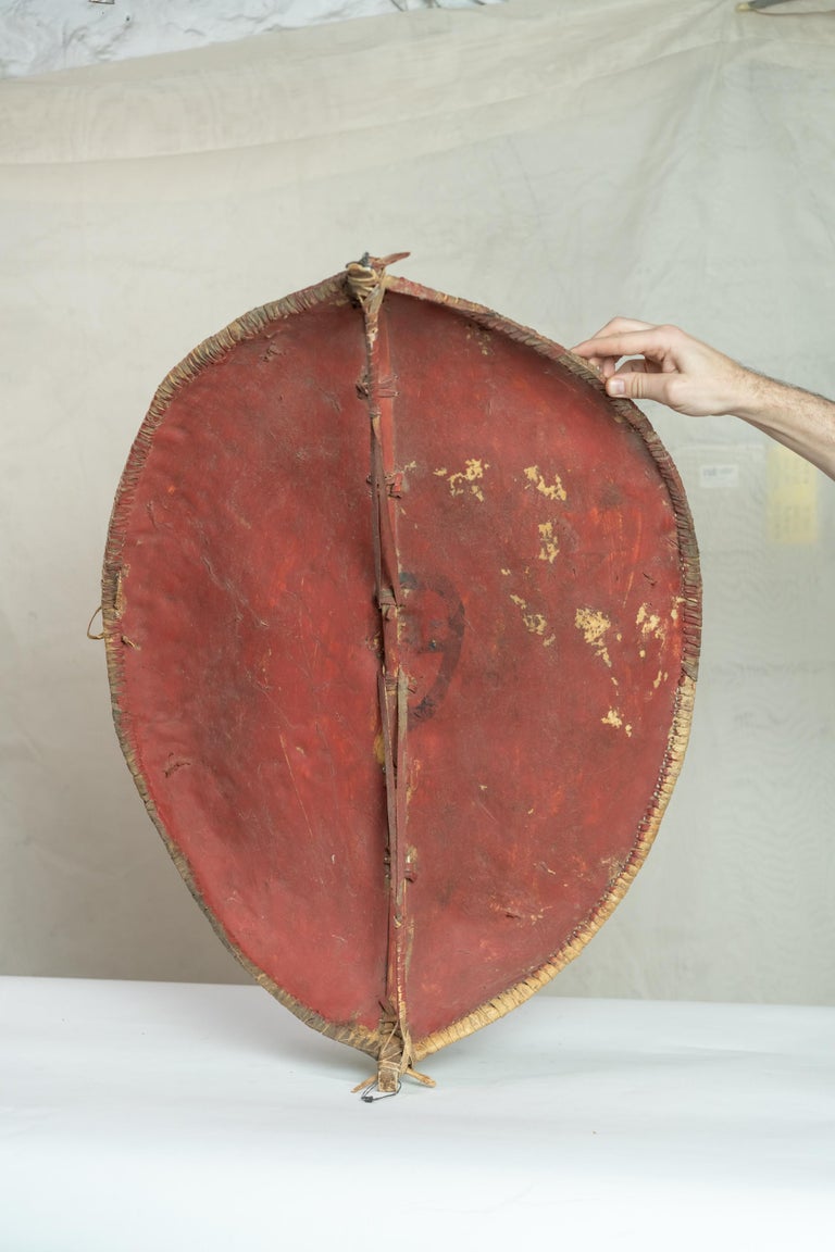 Polychrome Leather African Massai Tribe Shield at 1stDibs