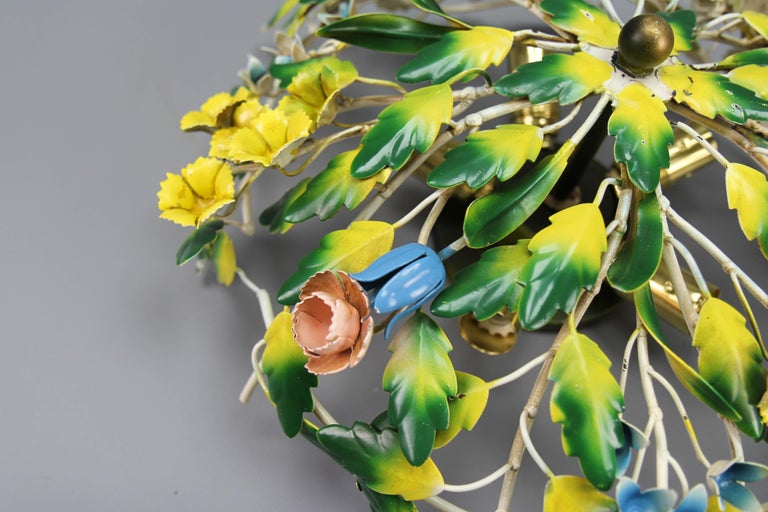 Polychrome Painted Metal Flower Five-Light Ceiling Light For Sale at ...