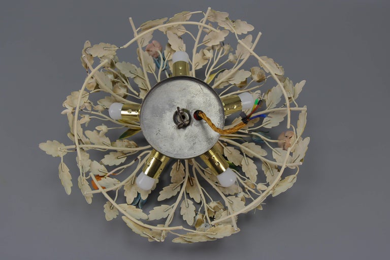 Polychrome Painted Metal Flower Five-Light Ceiling Light For Sale at ...